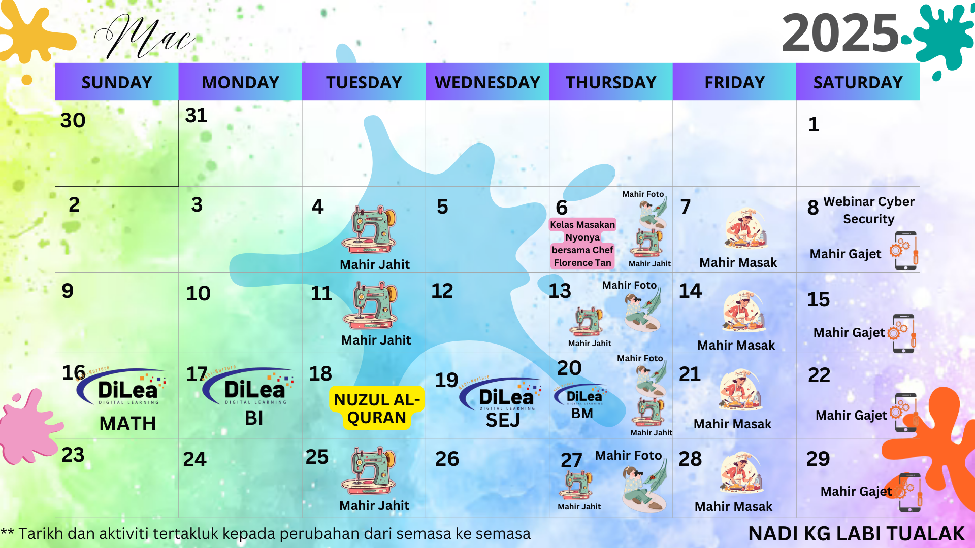 JADUAL PERANCANGAN MAC 2025 – NADI Kg Labi Tualak