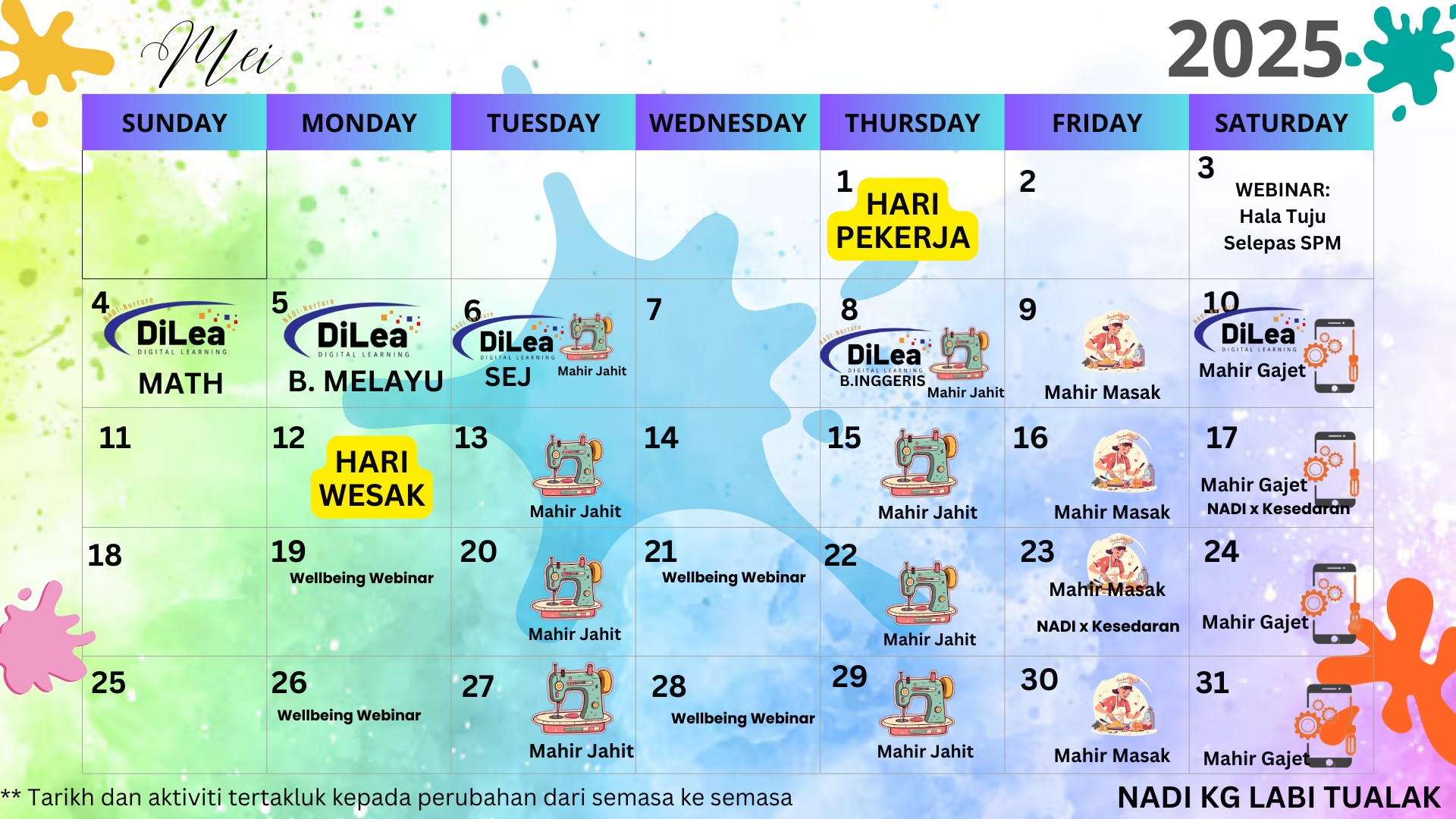 JADUAL PERANCANGAN MEI 2025 – NADI Kg Labi Tualak